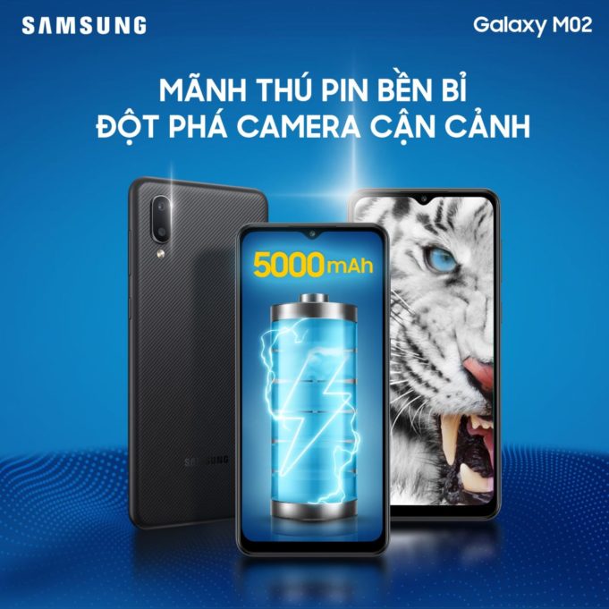 Samsung Galaxy M02 giá 2,4 triệu, pin bền bỉ, camera Macro
